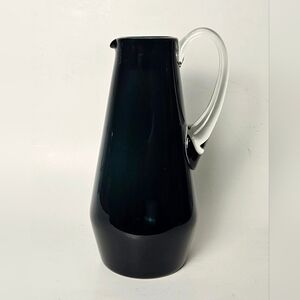 Vintage | Dining | Vintage Mcm Art Glass Pitcher Black With Teal ...
